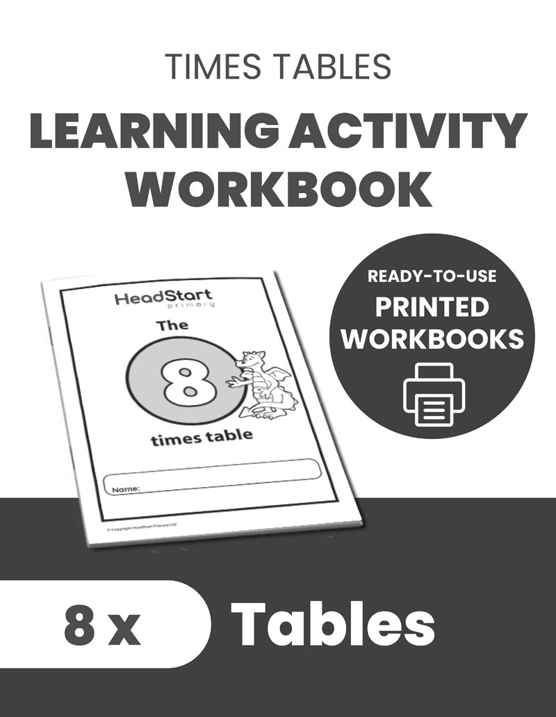 Times Tables Learning Activity Workbook: 8 X TABLES – HeadStart Primary